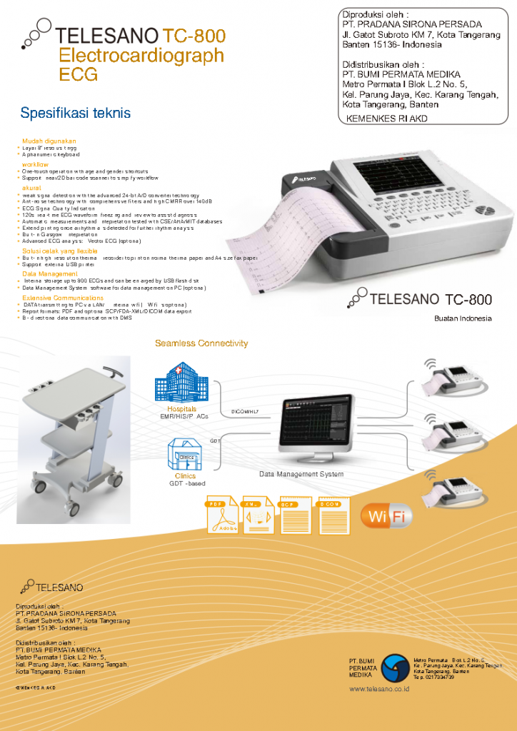 Telesano ECG TC-800 Electrocardiograph – Telesano.co.id